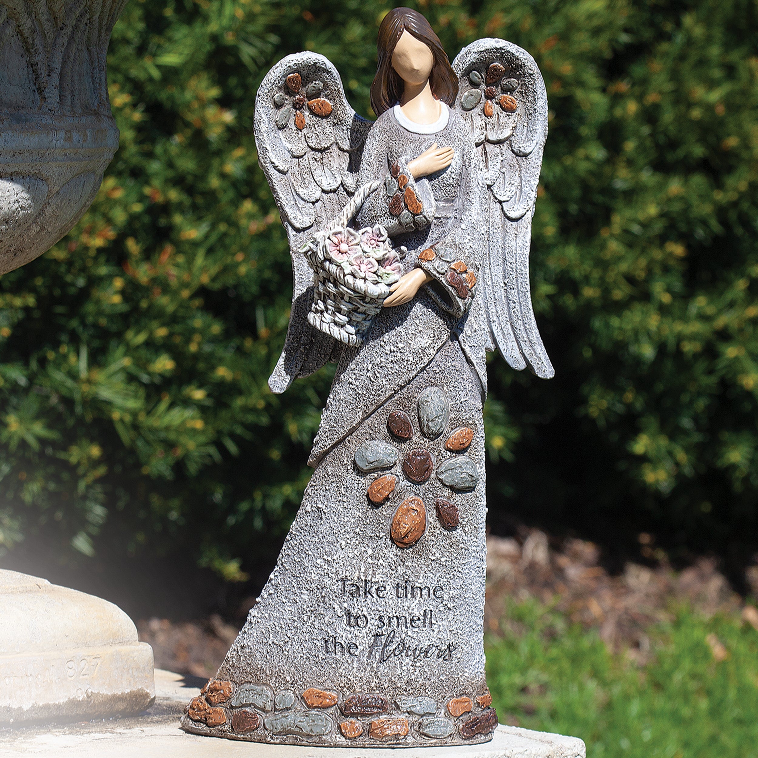 Take Time to Smell the Flowers Angel Statue