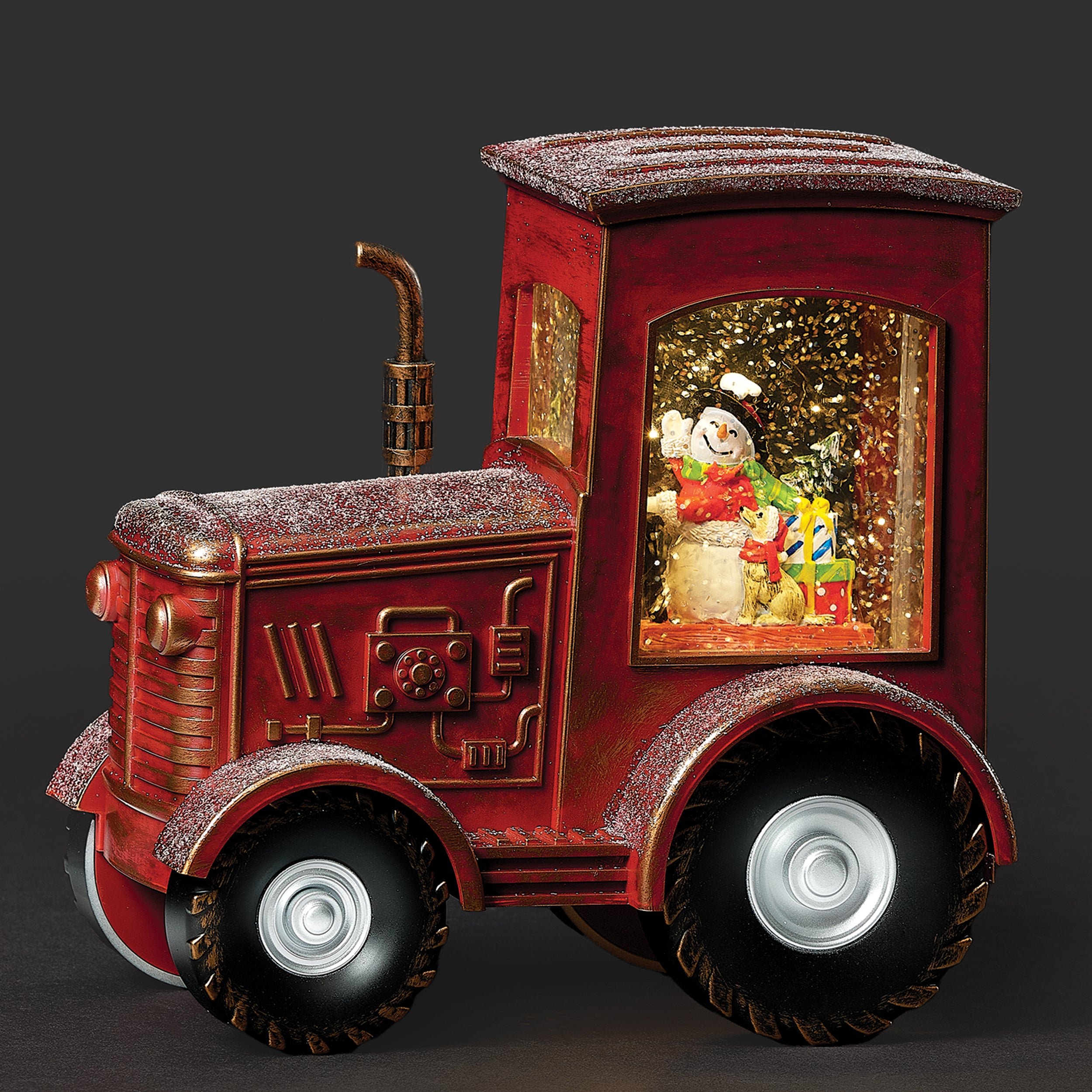 Confetti Lites Lighted Swirl Vintage Tractor with Snowman Driver
