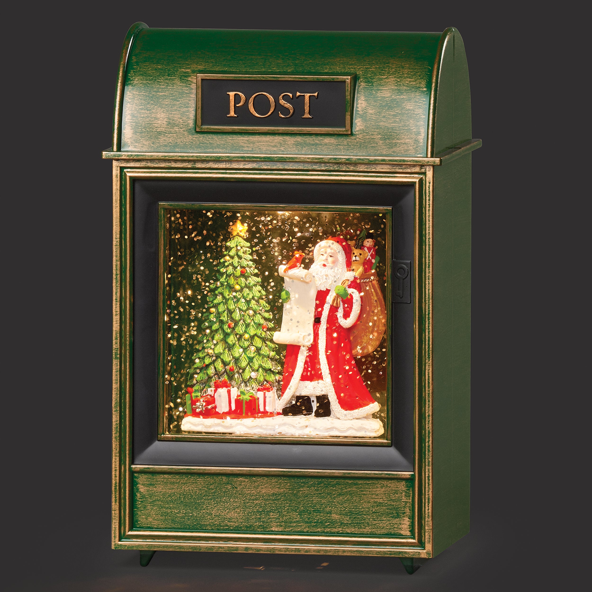 Confetti Lites Lighted Swirl Vintage Mailbox with Santa & Christmas Tr