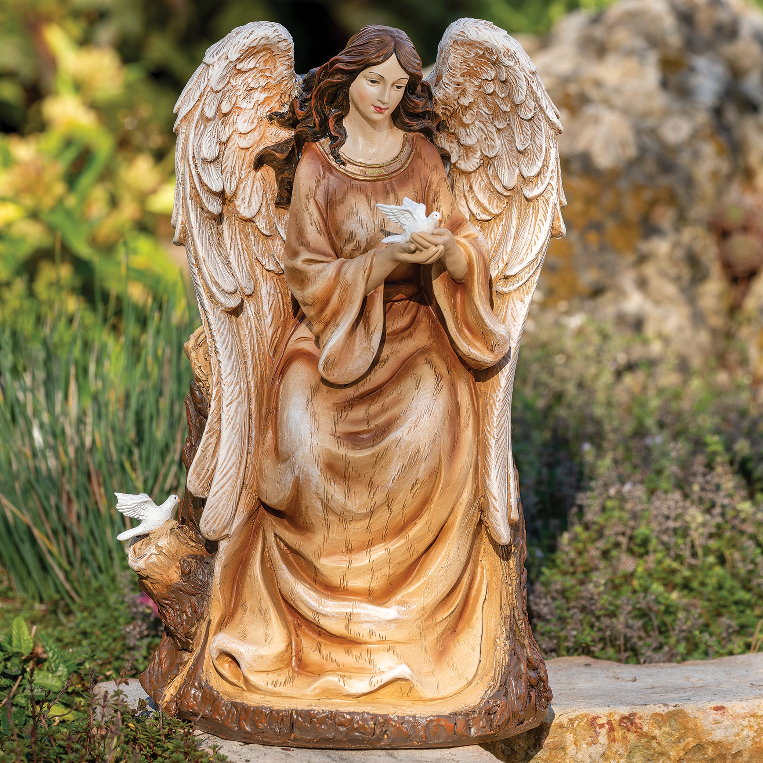 Angel with Doves Garden Statue – Timber Tails Collection