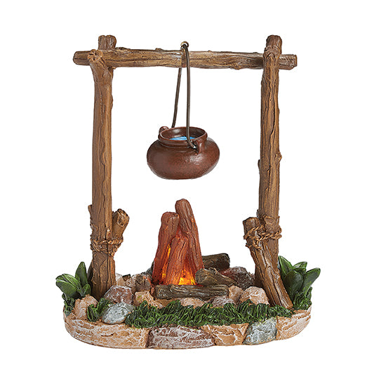 Fontanini Lighted Campfire with Hanging Pot – 7.5" Scale
