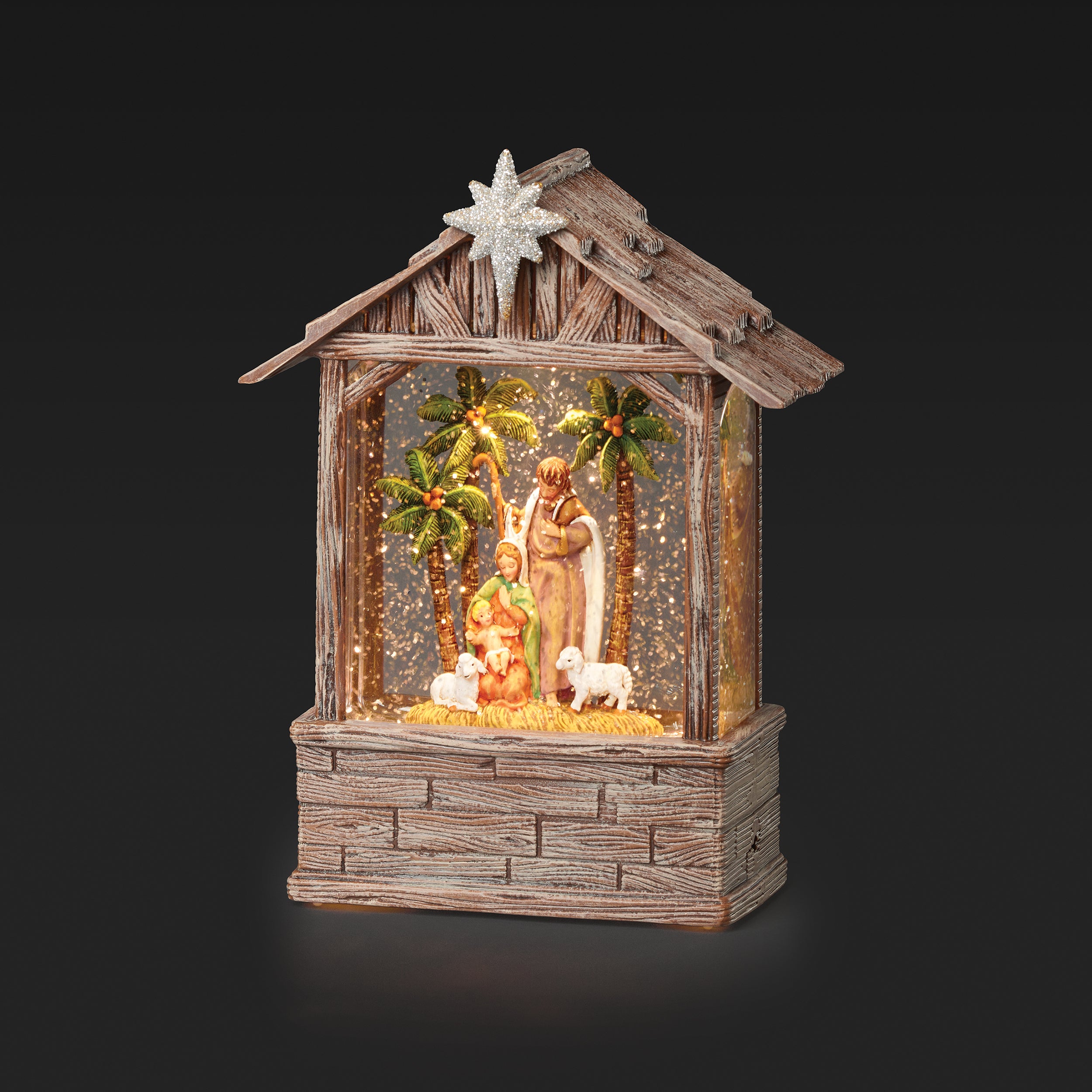Fontanini Lighted Holy Family Swirl Star Stable - Confetti Lites